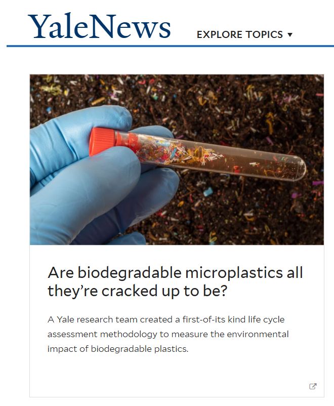 Biodegradable microplastic research featured on Yale Today! | Yao Lab